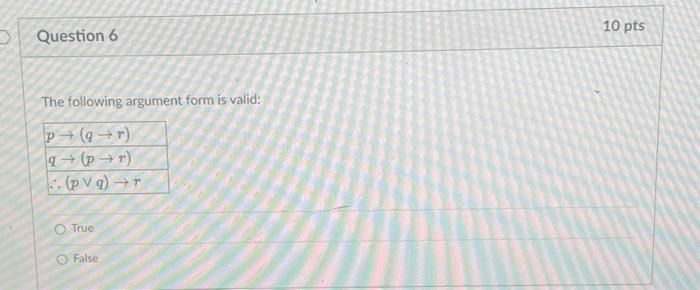 Solved The following argument form is valid: | Chegg.com