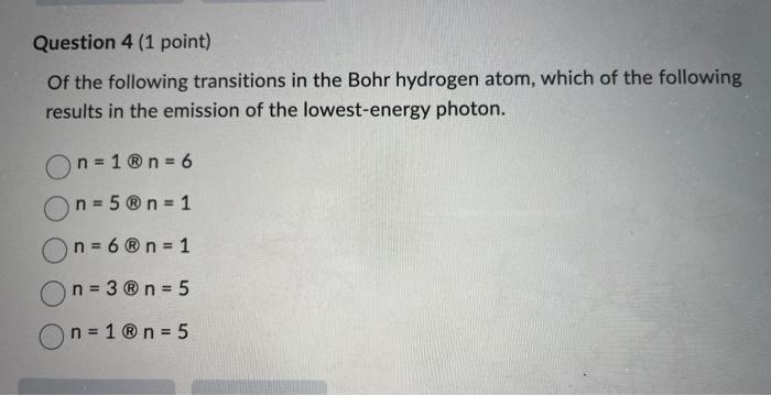 Solved Question 4 (1 point) Of the following transitions in | Chegg.com