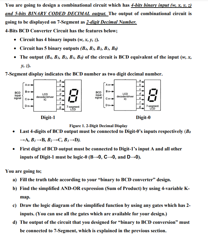 Solved You are going to ﻿design a combinational circuit | Chegg.com