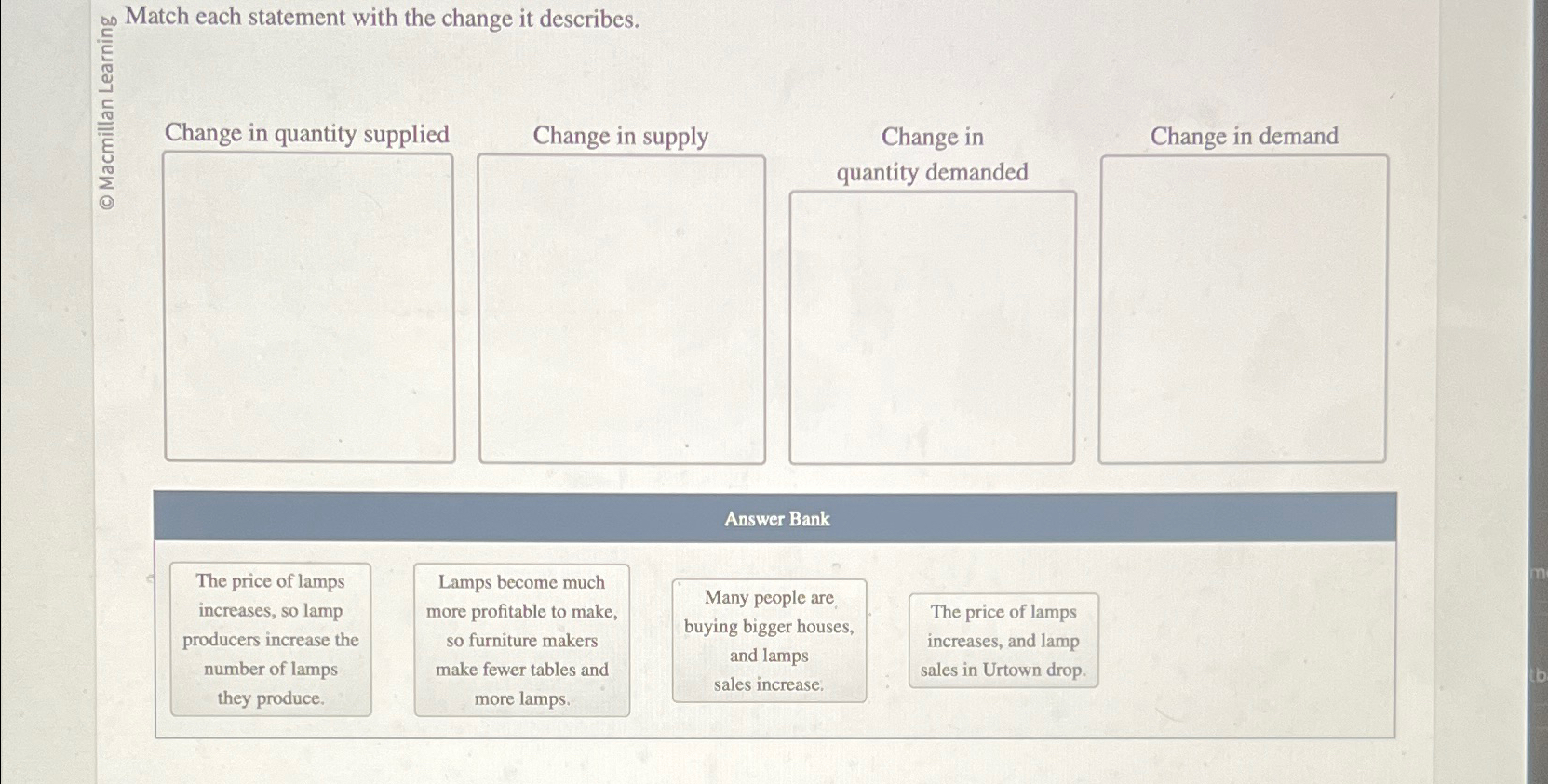 Solved Match each statement with the change it | Chegg.com