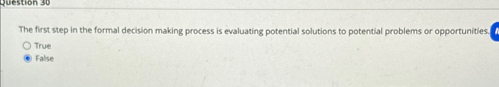 Solved The first step in the formal decision making process | Chegg.com
