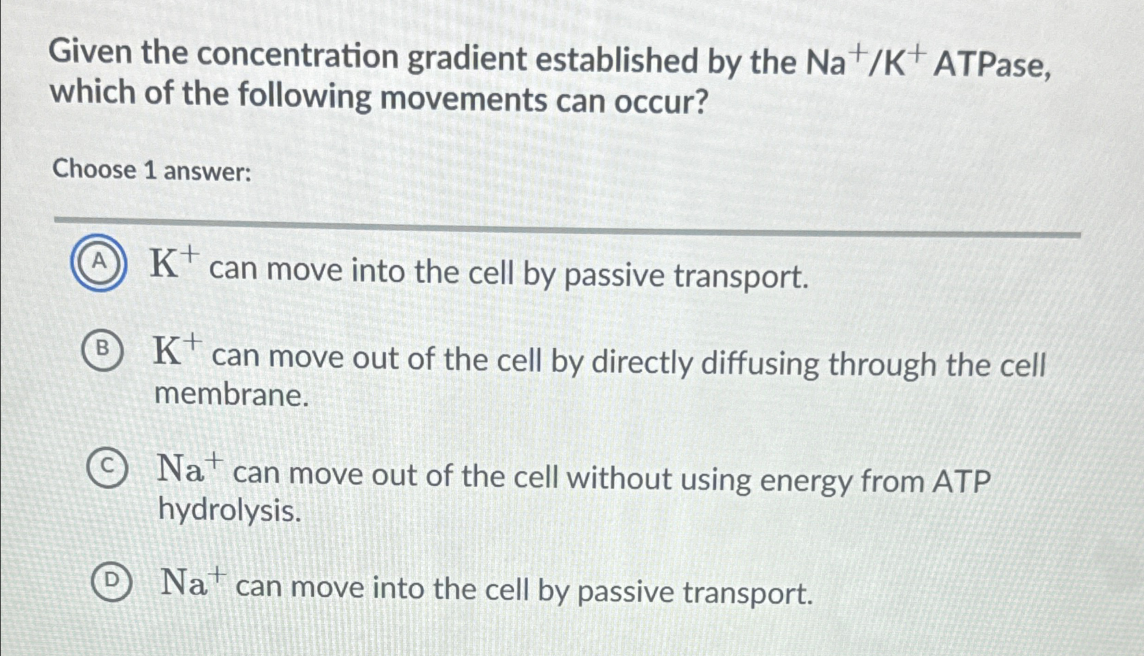 Solved Given the concentration gradient established by the | Chegg.com