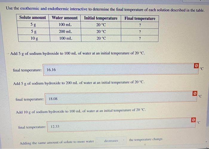 Solved Use the exothermic and endothermic interactive to | Chegg.com