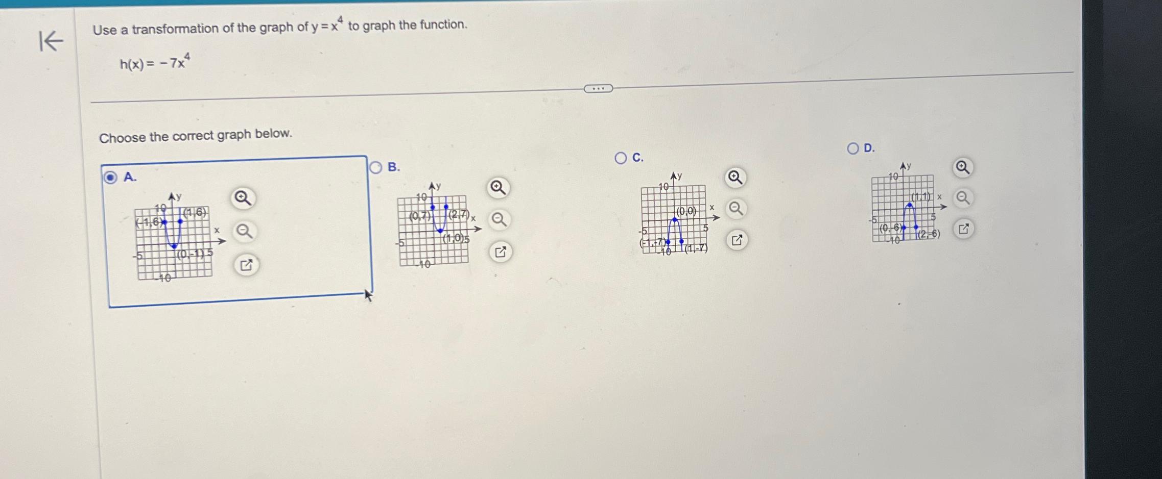 Solved Use a transformation of the graph of y=x4 ﻿to graph | Chegg.com