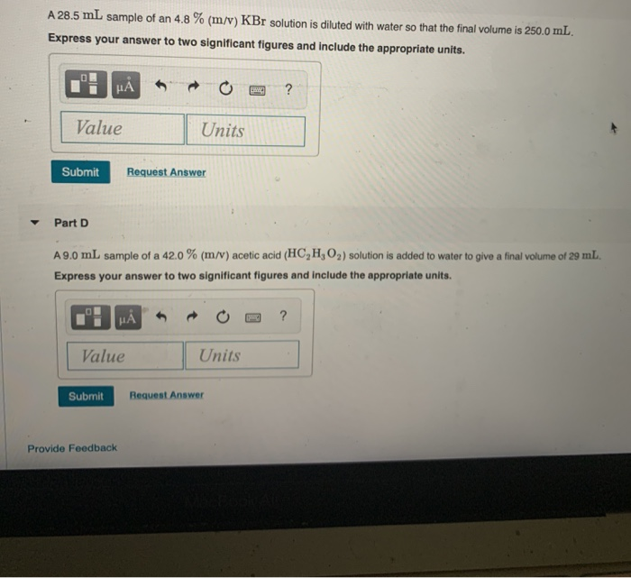 Solved A 28.5 mL sample of an 4.8 % (m/v) KBr solution is | Chegg.com
