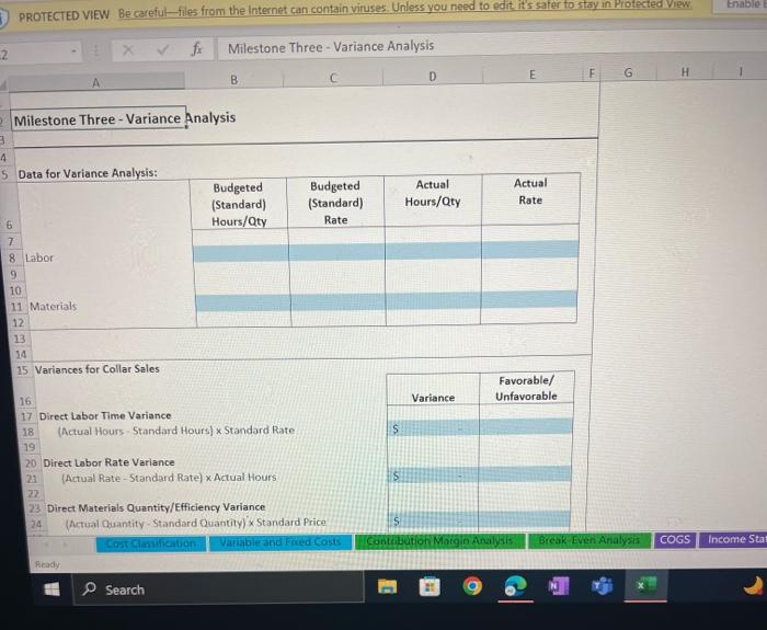 Milestone One - Variable and Fixed Costs Total | Chegg.com