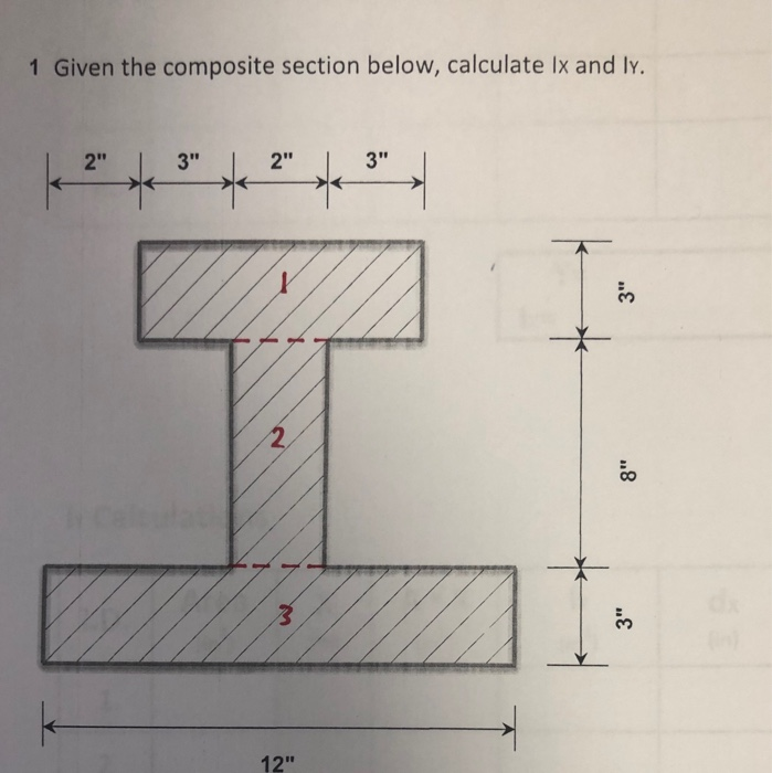 Solved 1 Given the composite section below, calculate Ix and | Chegg.com