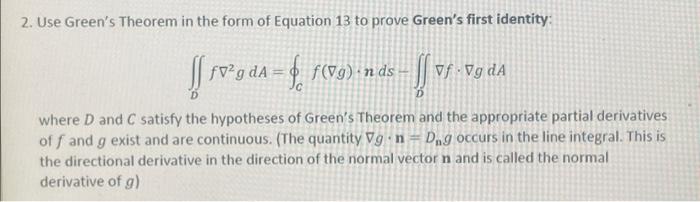 Solved 2. Use Green's Theorem in the form of Equation 13 to | Chegg.com