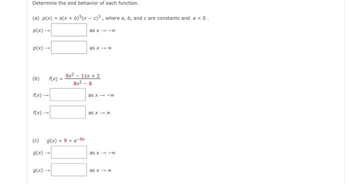 Solved Determine the end behavior of each function. (a) | Chegg.com