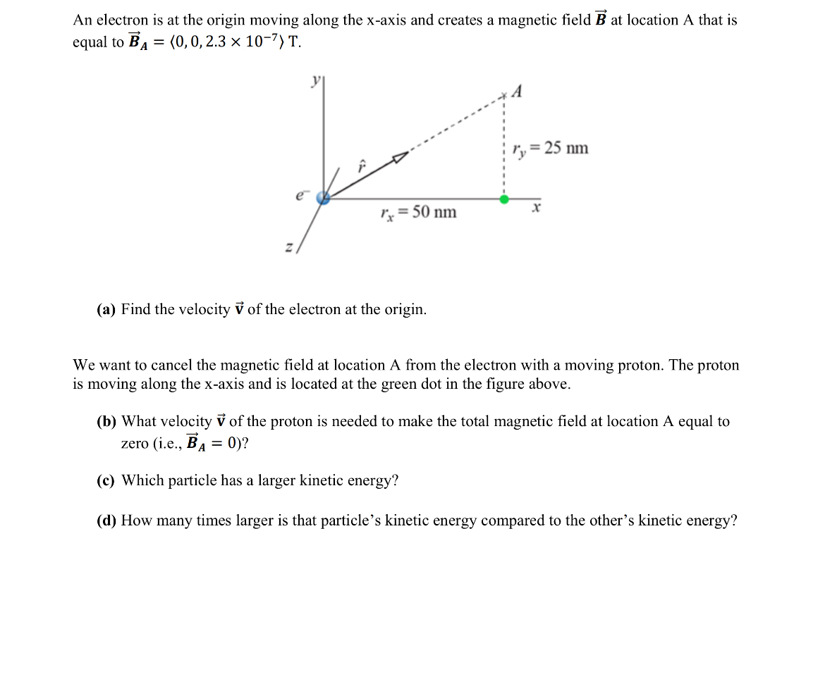Solved An electron is at the origin moving along the x-axis | Chegg.com
