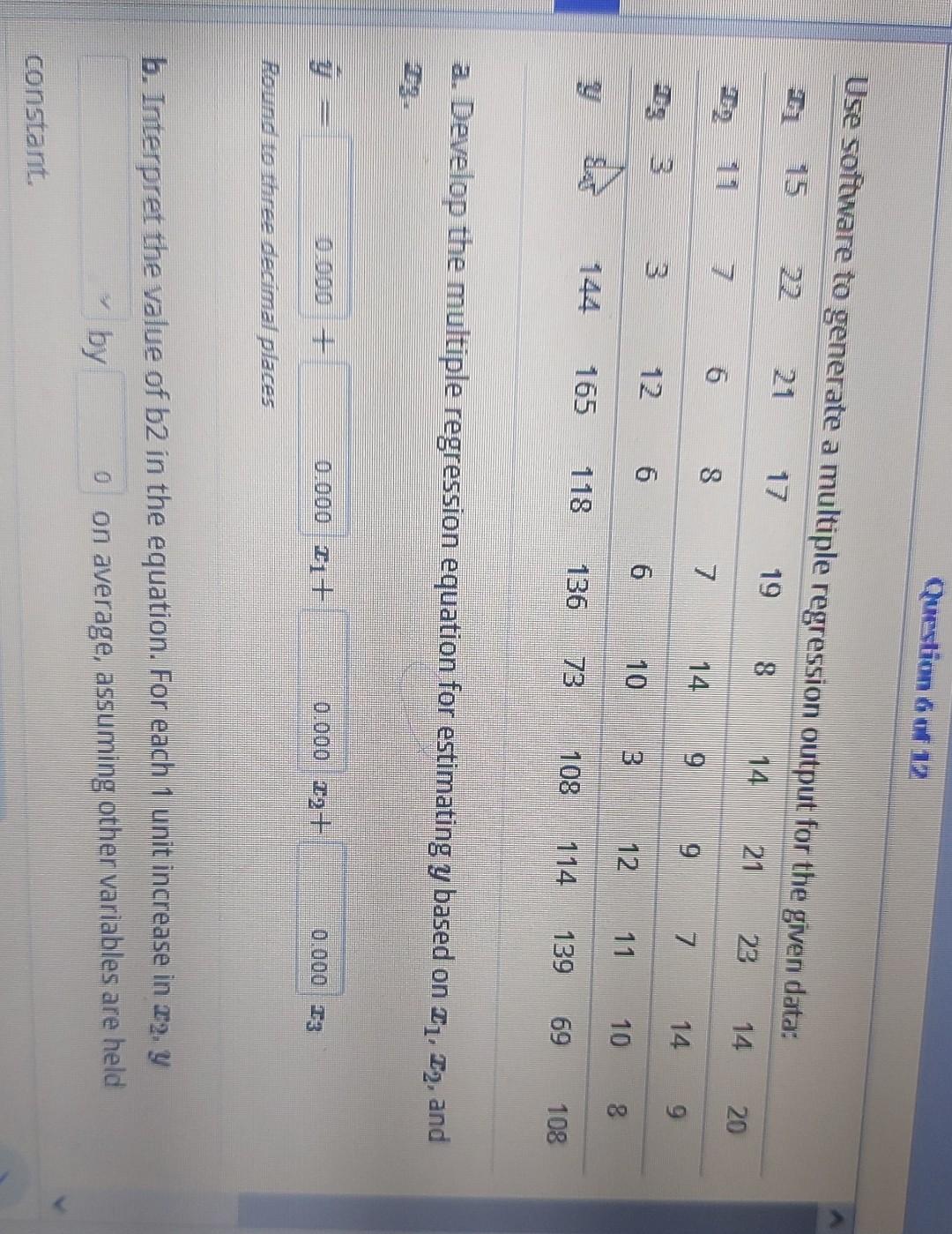 Solved Question 6 of 12 Use software to generate a multiple | Chegg.com