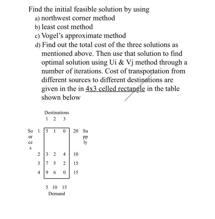 Solved Find the initial feasible solution by using a) | Chegg.com