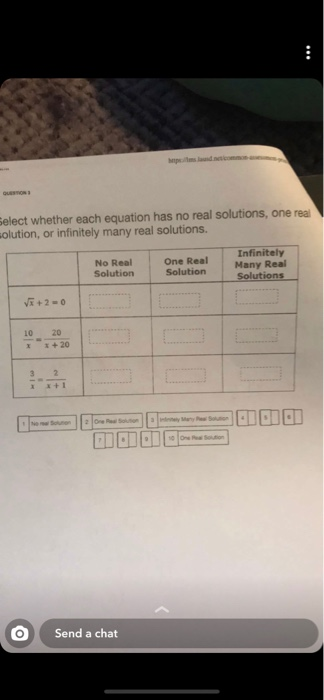 Solved Select whether each equation has no real solutions, | Chegg.com