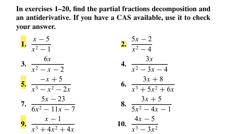 Solved In exercises 1-20, ﻿find the partial fractions | Chegg.com
