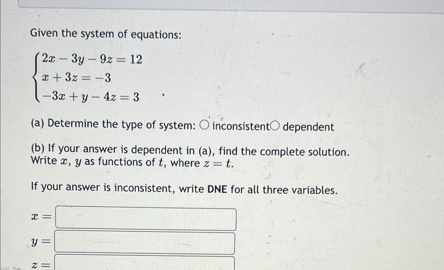 Solved Given the system of | Chegg.com
