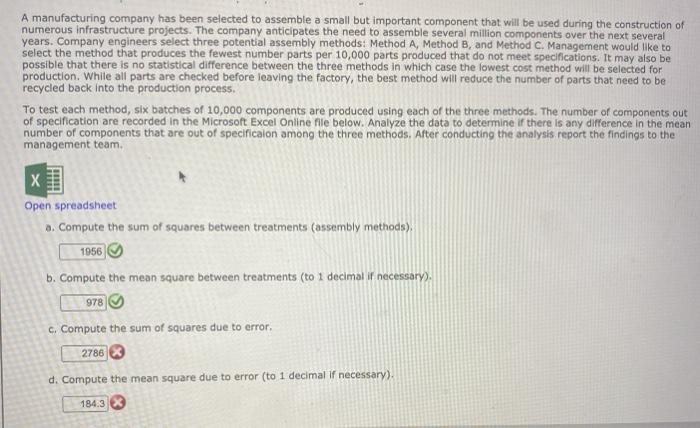 Solved A manufacturing company has been selected to assemble | Chegg.com