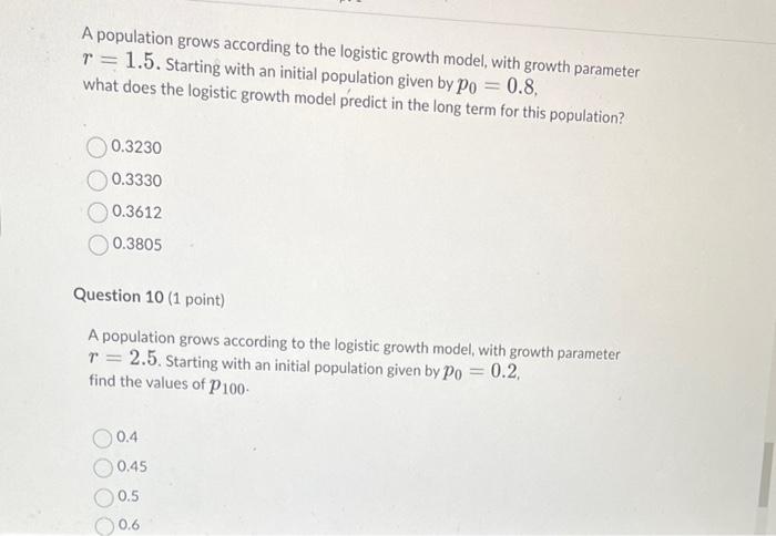 Solved A population grows according to the logistic growth | Chegg.com