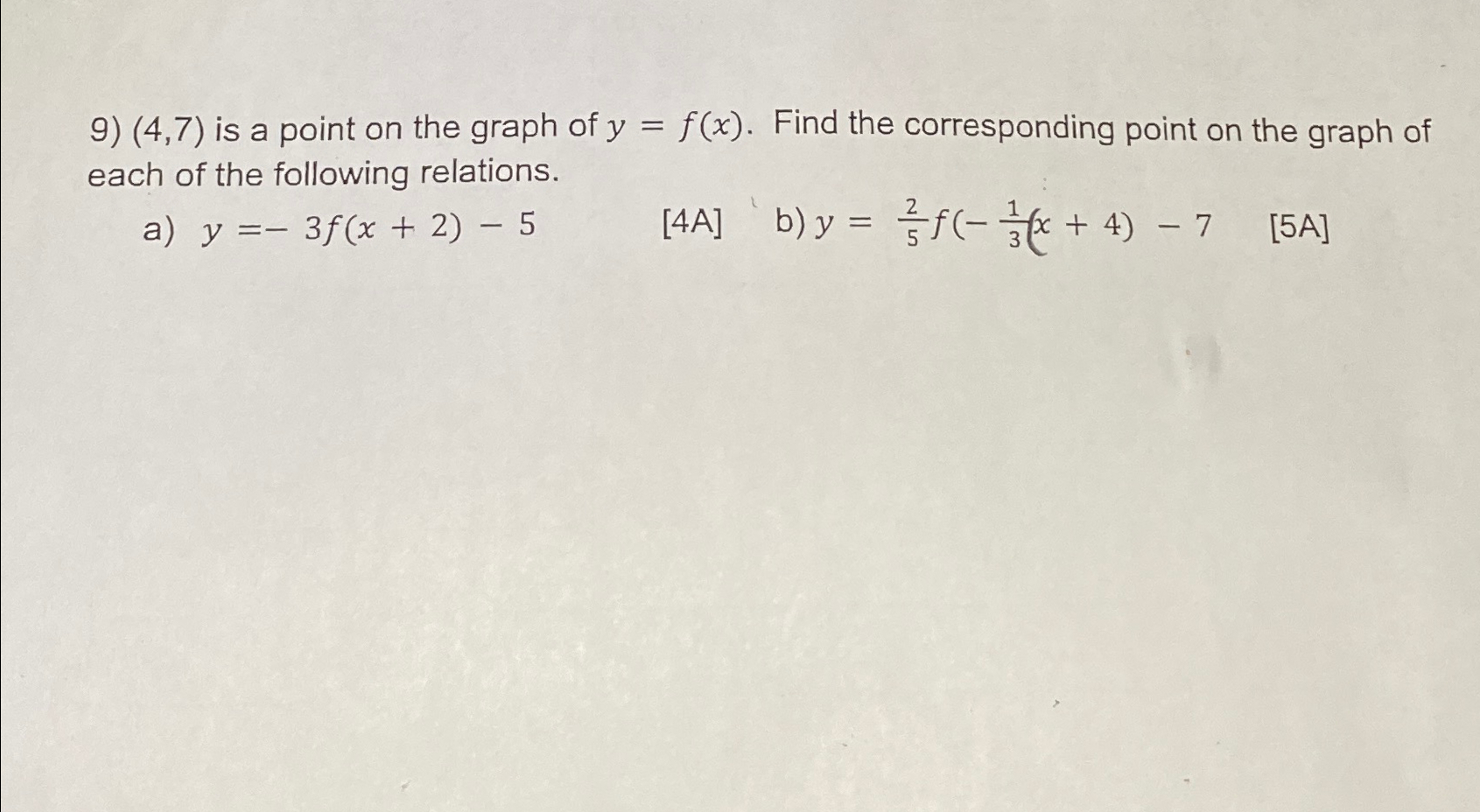 Solved (4,7) ﻿is a point on the graph of y=f(x). ﻿Find the | Chegg.com