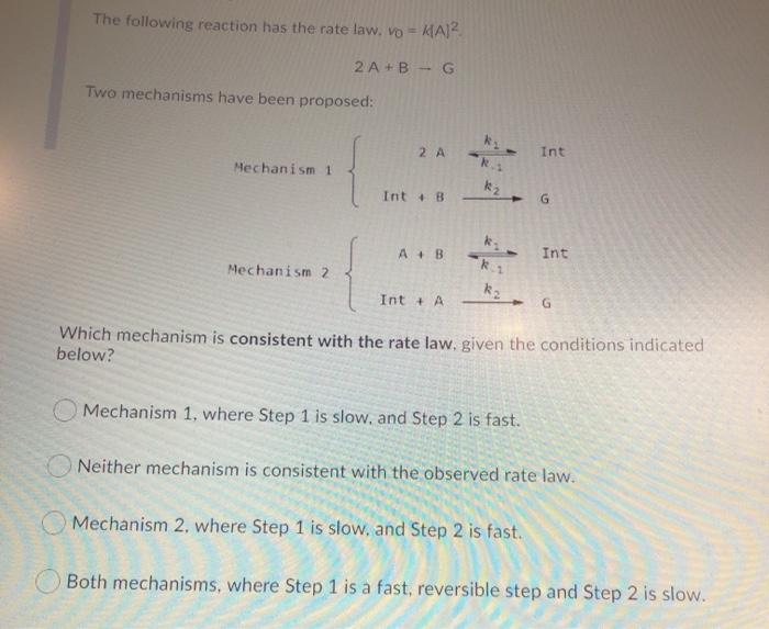Solved The following reaction has the rate law. Vo = KA2 2 | Chegg.com