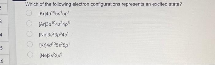 Solved Which of the following electron configurations | Chegg.com