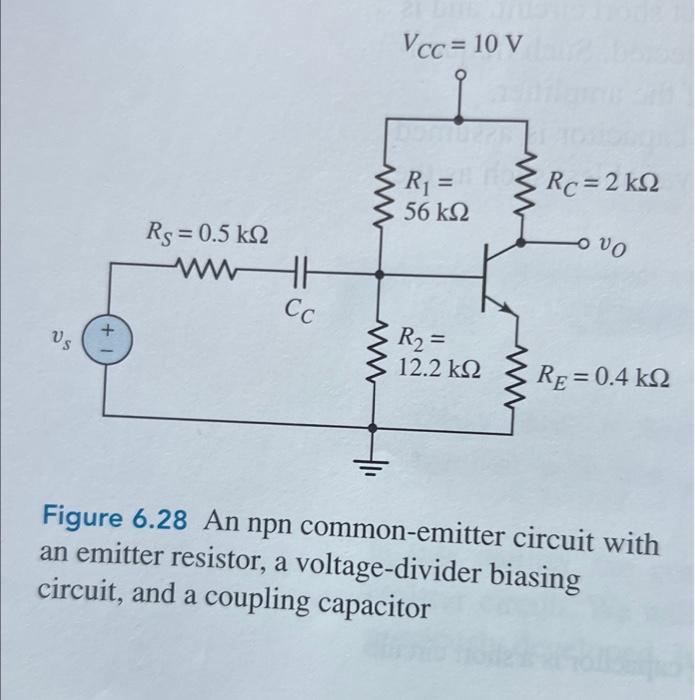 Solved Figure 6.28 An npn common-emitter circuit with an | Chegg.com