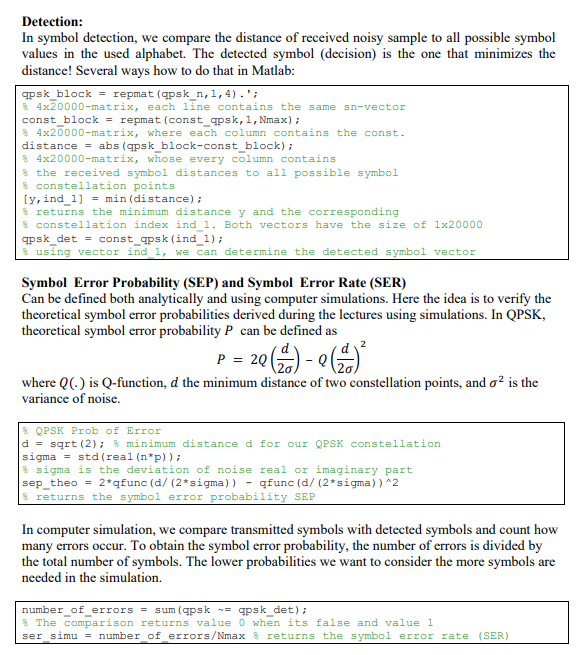 Detection:In symbol detection, we compare the | Chegg.com