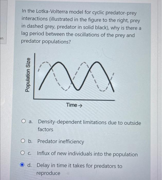 Solved In the Lotka-Volterra model for cyclic predator-prey | Chegg.com