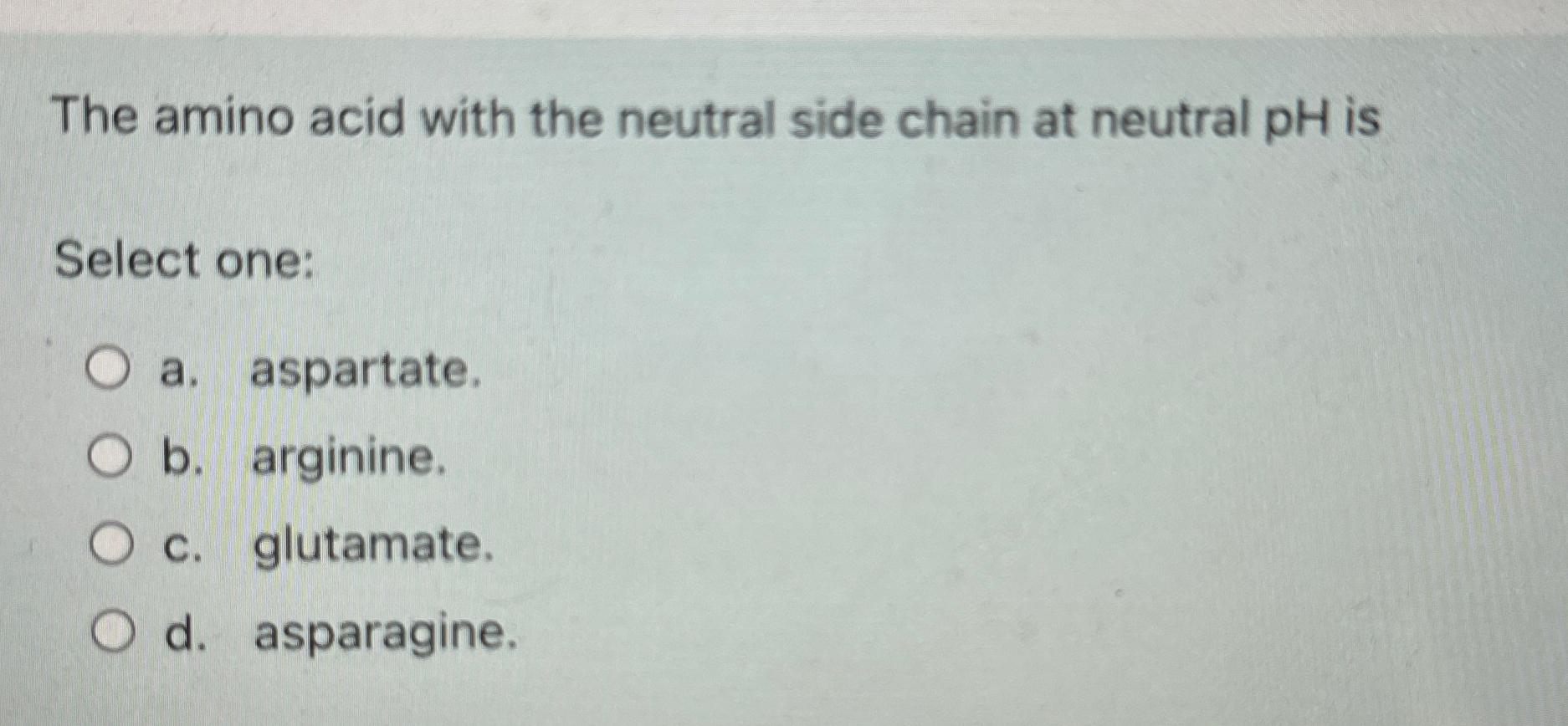 Solved The amino acid with the neutral side chain at neutral | Chegg.com