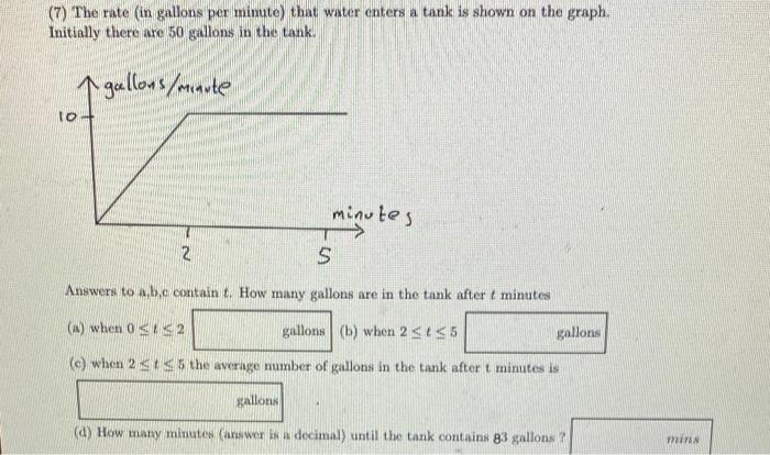Solved (7) The rate (in gallons per minute) that water | Chegg.com