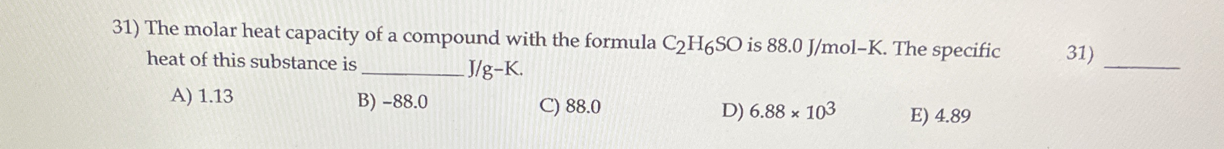 Solved The molar heat capacity of a compound with the | Chegg.com