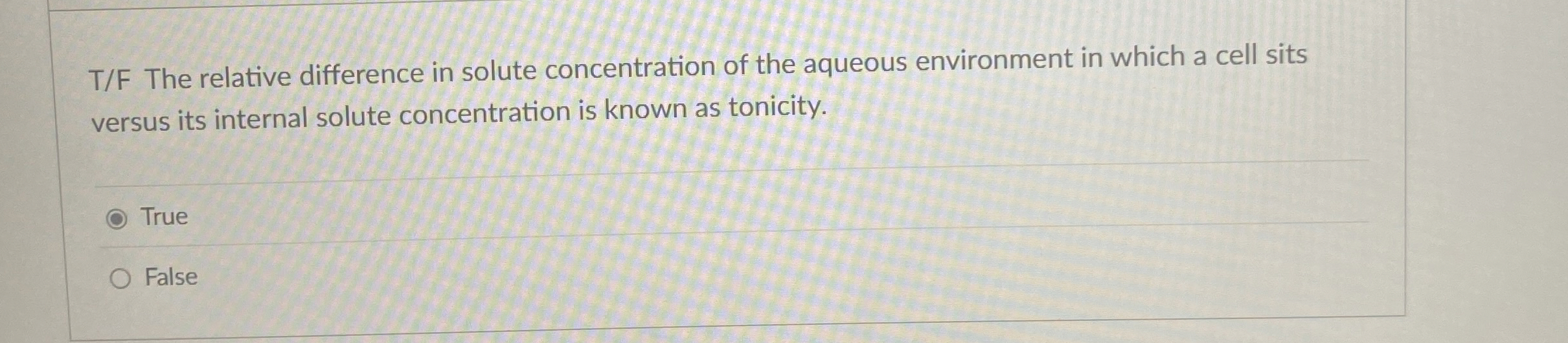 Solved T/F The relative difference in solute concentration | Chegg.com