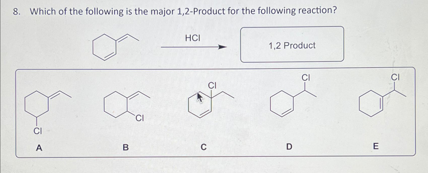 Solved Which of the following is the major 1,2-Product for | Chegg.com