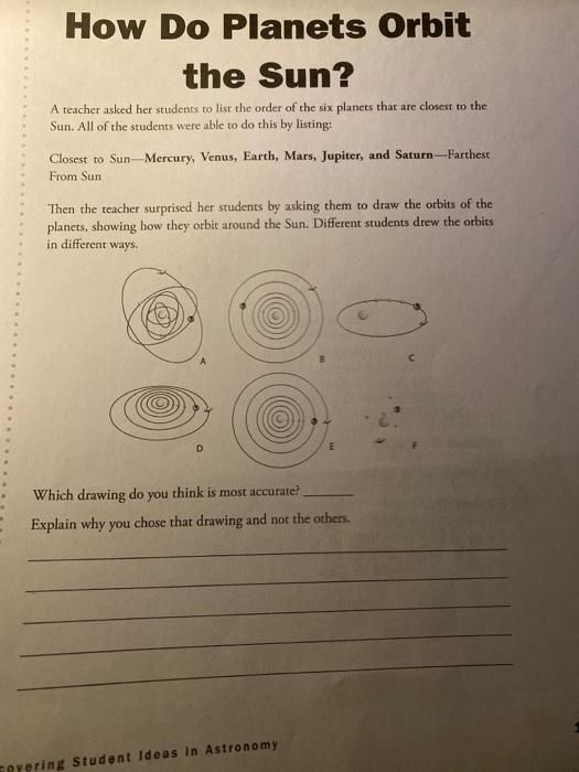 Solved How Do Planets Orbit the Sun? A teacher asked her | Chegg.com