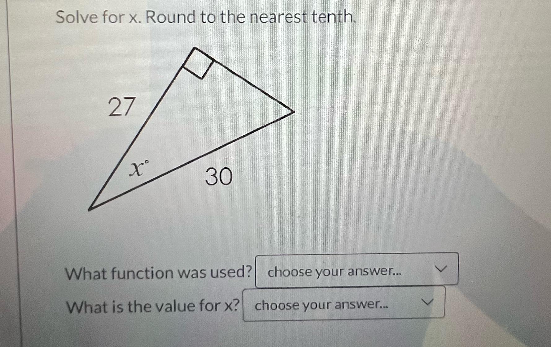 Solved Solve for x. ﻿Round to the nearest tenth.What | Chegg.com