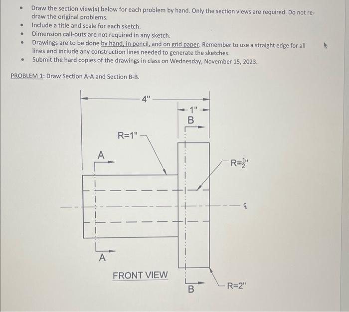 Solved - Draw the section view(s) below for each problem by | Chegg.com
