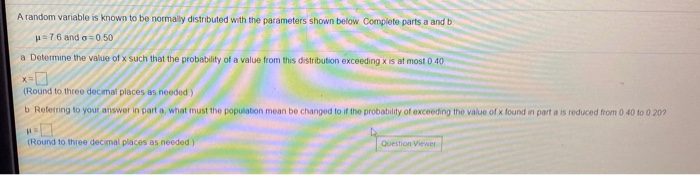 Solved A random variable is known to be normally distributed | Chegg.com