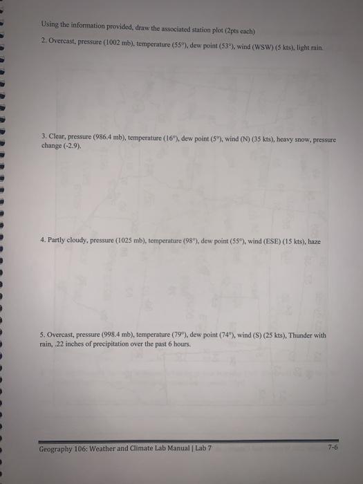 Solved Exercise 7: Station Plots and Isolines Part 1: | Chegg.com