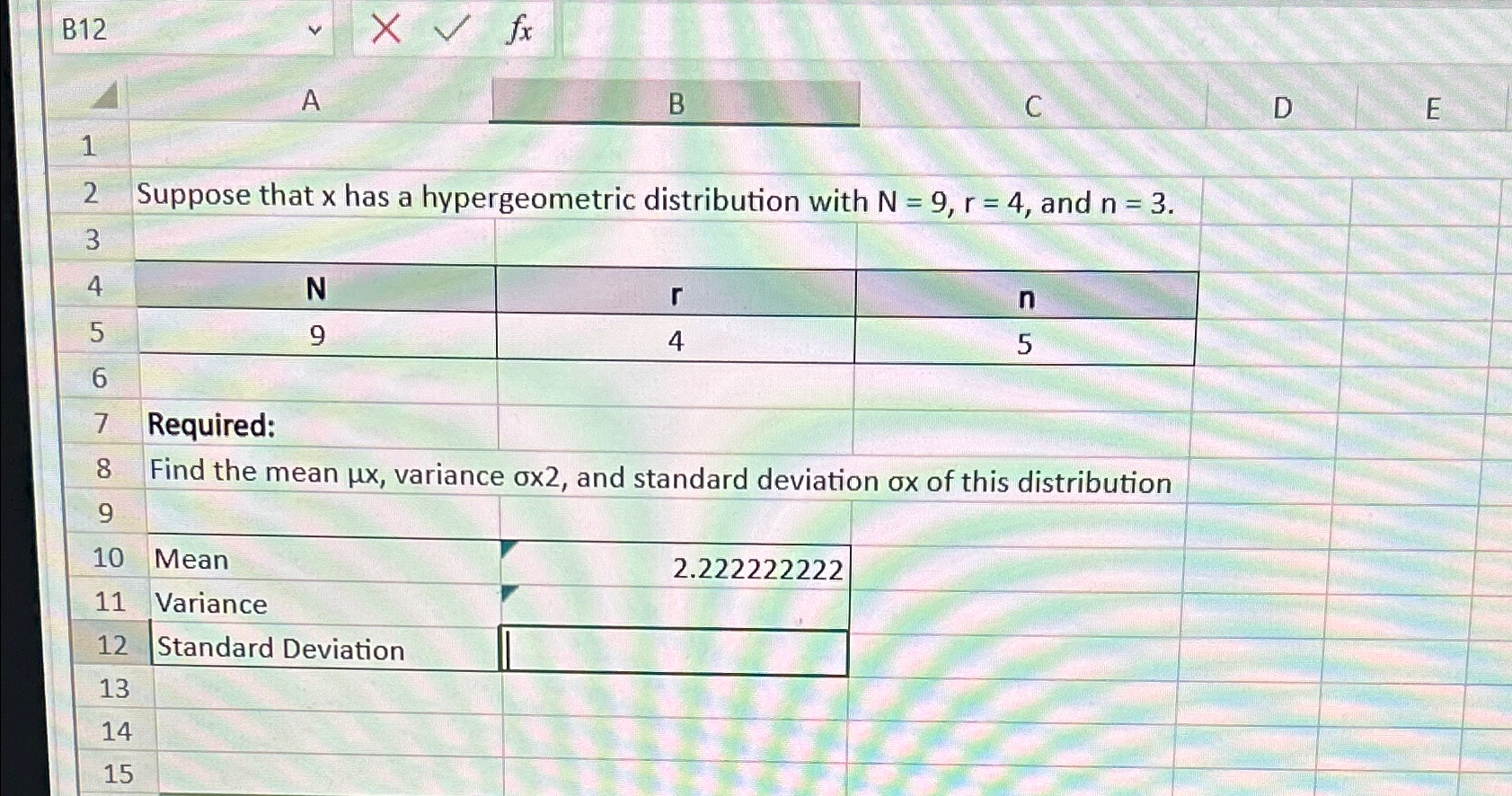 Solved Solve the variance and standard deviation in excel | Chegg.com