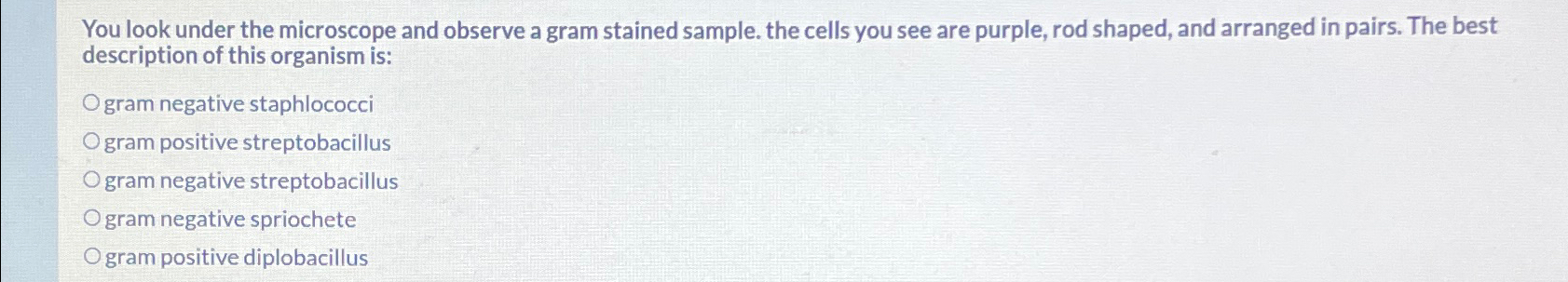 You look under the microscope and observe a gram | Chegg.com