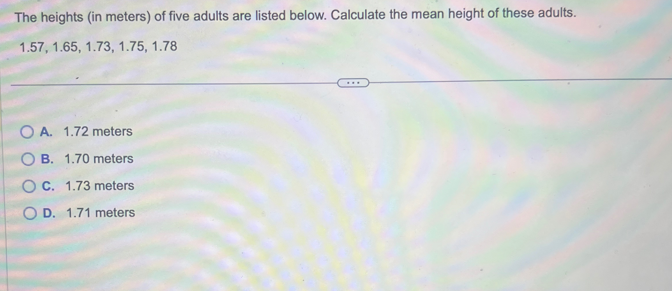 Solved The heights (in meters) ﻿of five adults are listed | Chegg.com