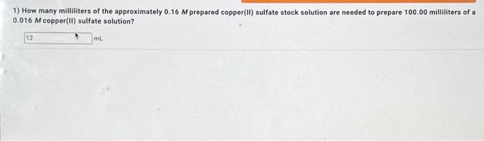 Solved 1) How many milliliters of the approximately 0.16M | Chegg.com
