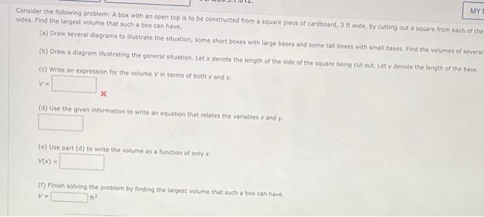 Solved MY Consider the following problem: A box with an open | Chegg.com