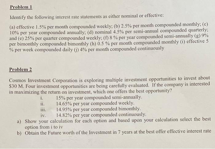Solved Identify the following interest rate statements as | Chegg.com
