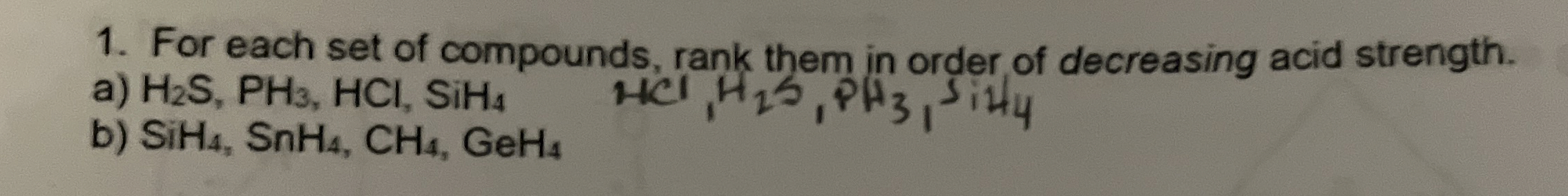 Solved For each set of compounds, rank them in order of | Chegg.com