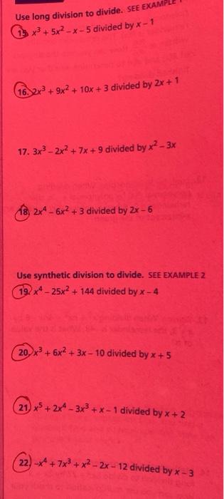 Solved Use long division to divide. SEE EXAM 15 x + 5x2 - x | Chegg.com