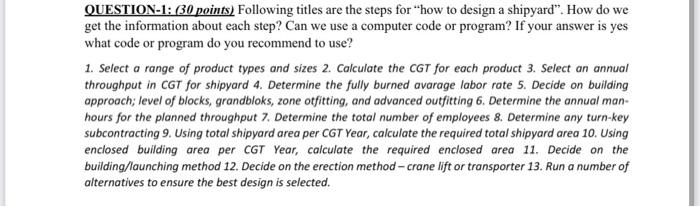 Solved QUESTION-1: ( 30 points) Following titles are the | Chegg.com