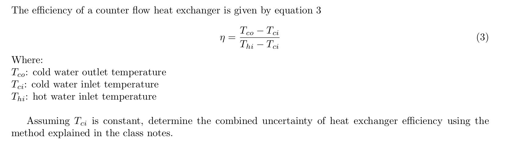 Solved The efficiency of a counter flow heat exchanger is | Chegg.com