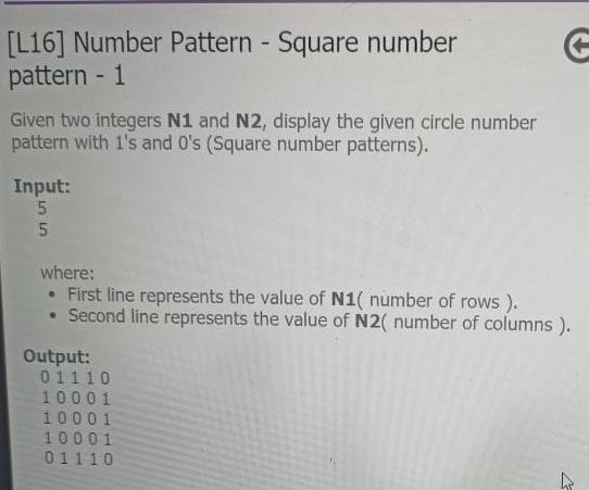 Solved [L16] Number Pattern - Square number pattern - 1 | Chegg.com