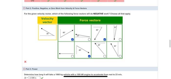 Solved For the given velocity vector, which of the following | Chegg.com