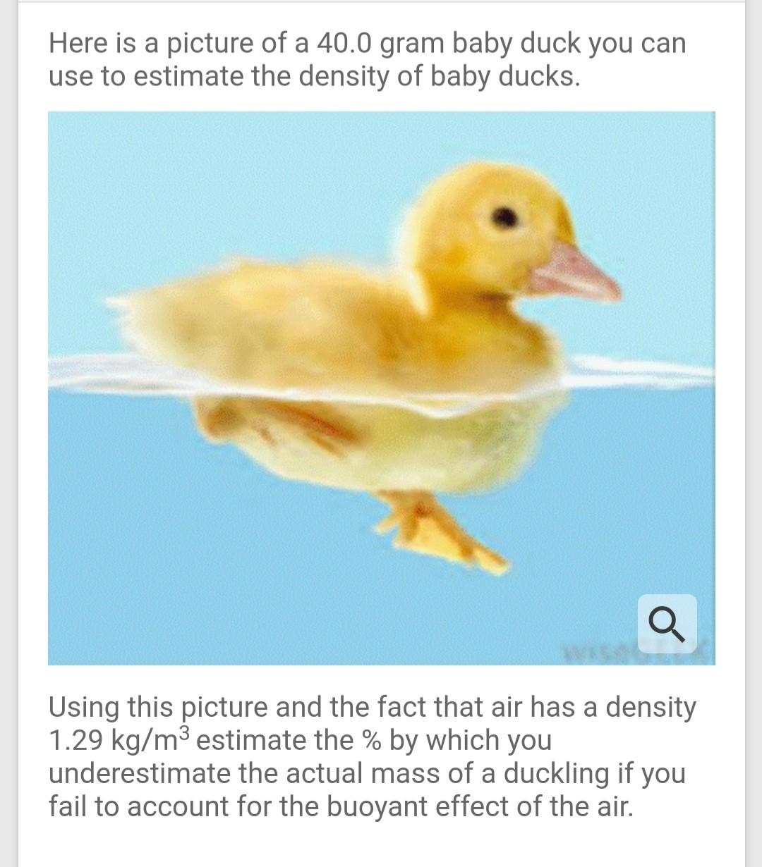 Solved Here is a picture of a 40.0 gram baby duck you can | Chegg.com